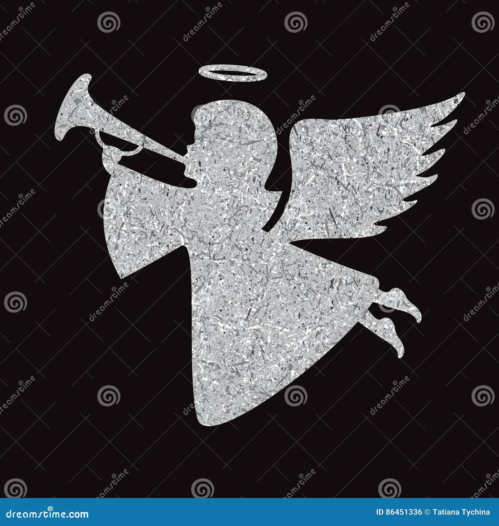 Silver Vector Angel Silhouette on Black Background Stock Vector ...