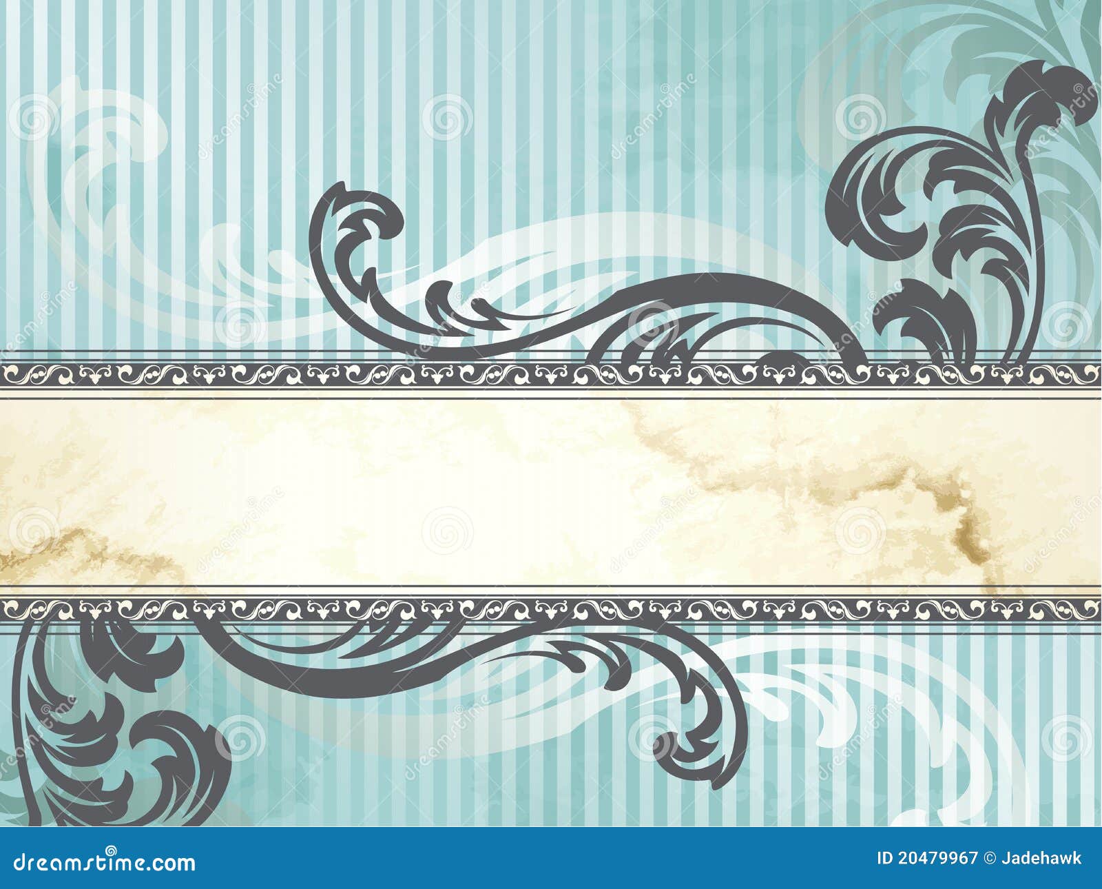 Silver Victorian Vintage Banner, Horizontal Stock Vector - Illustration ...