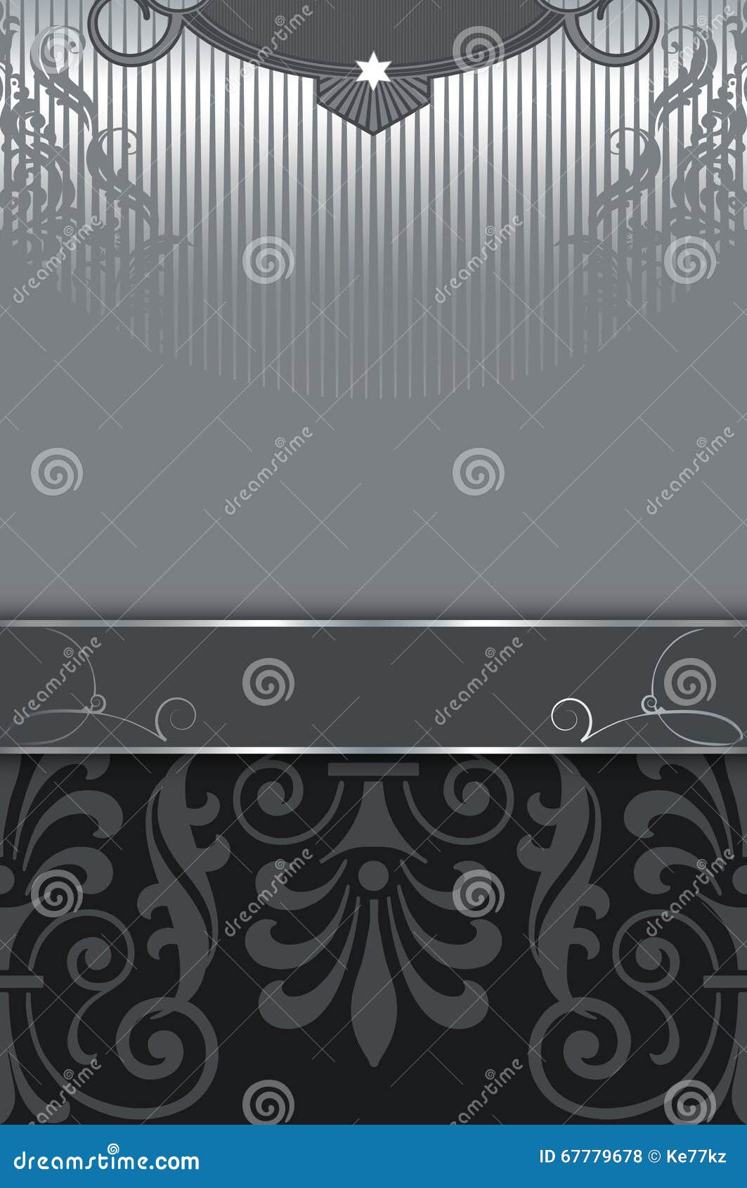 Silver Vintage Background with Decorative Patterns. Stock Illustration ...