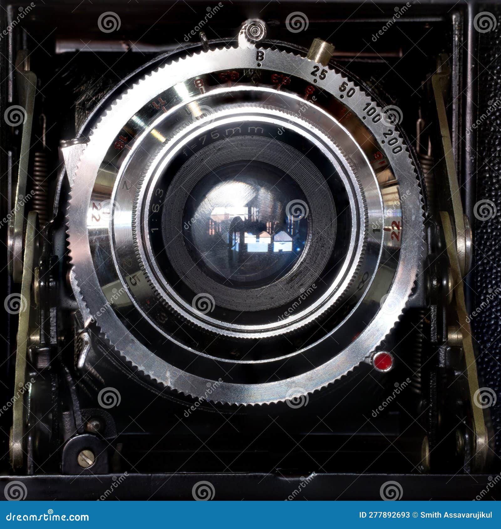 Silver Vintage Camera Lens Foldable Classic Camera Stock Image - Image ...