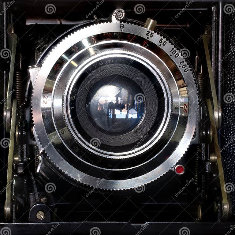 Silver Vintage Camera Lens Foldable Classic Camera Stock Image - Image ...