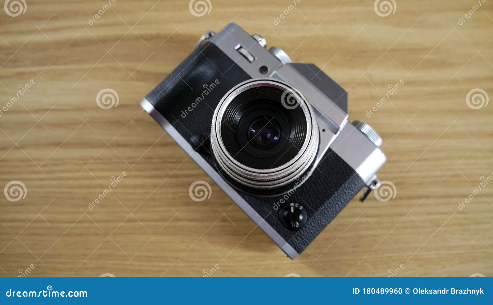Silver Vintage Camera with Modern Features Stock Photo - Image of flash ...