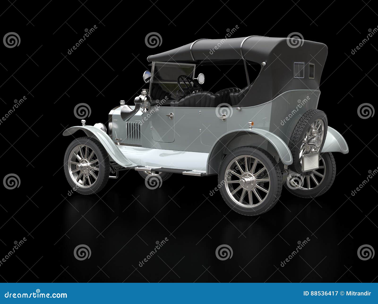 Silver Vintage Car - Restored Stock Illustration - Illustration of ...