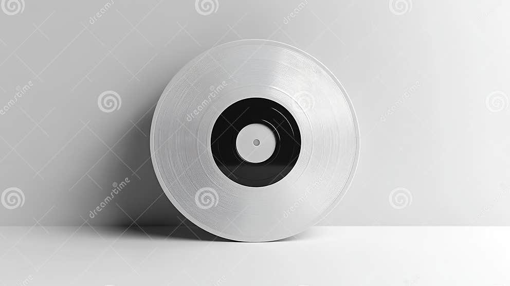 Silver Vinyl Record on Minimalist Background Generative AI Stock ...