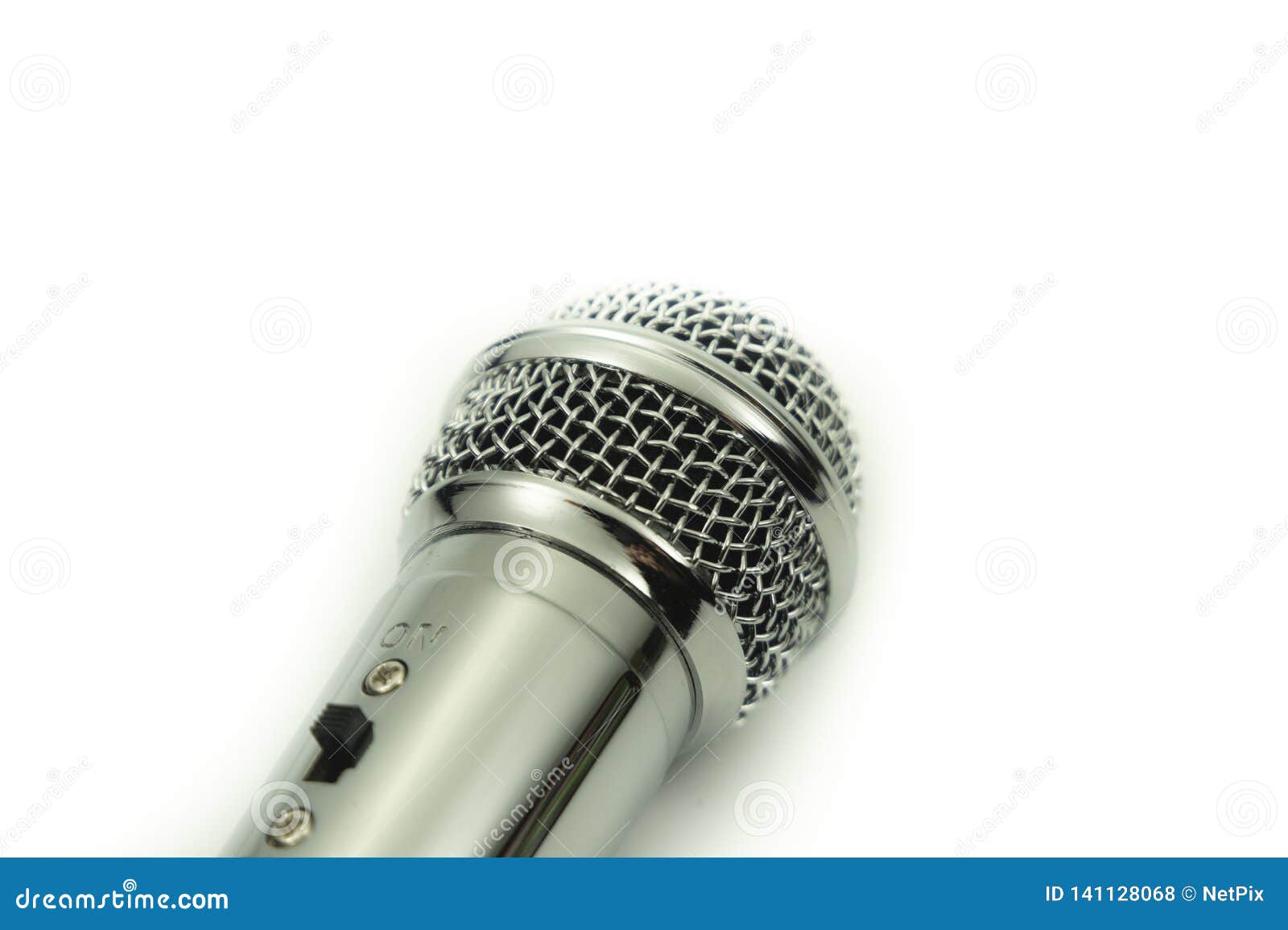 Silver Vocal Microphone High Angle View Stock Photo - Image of show ...
