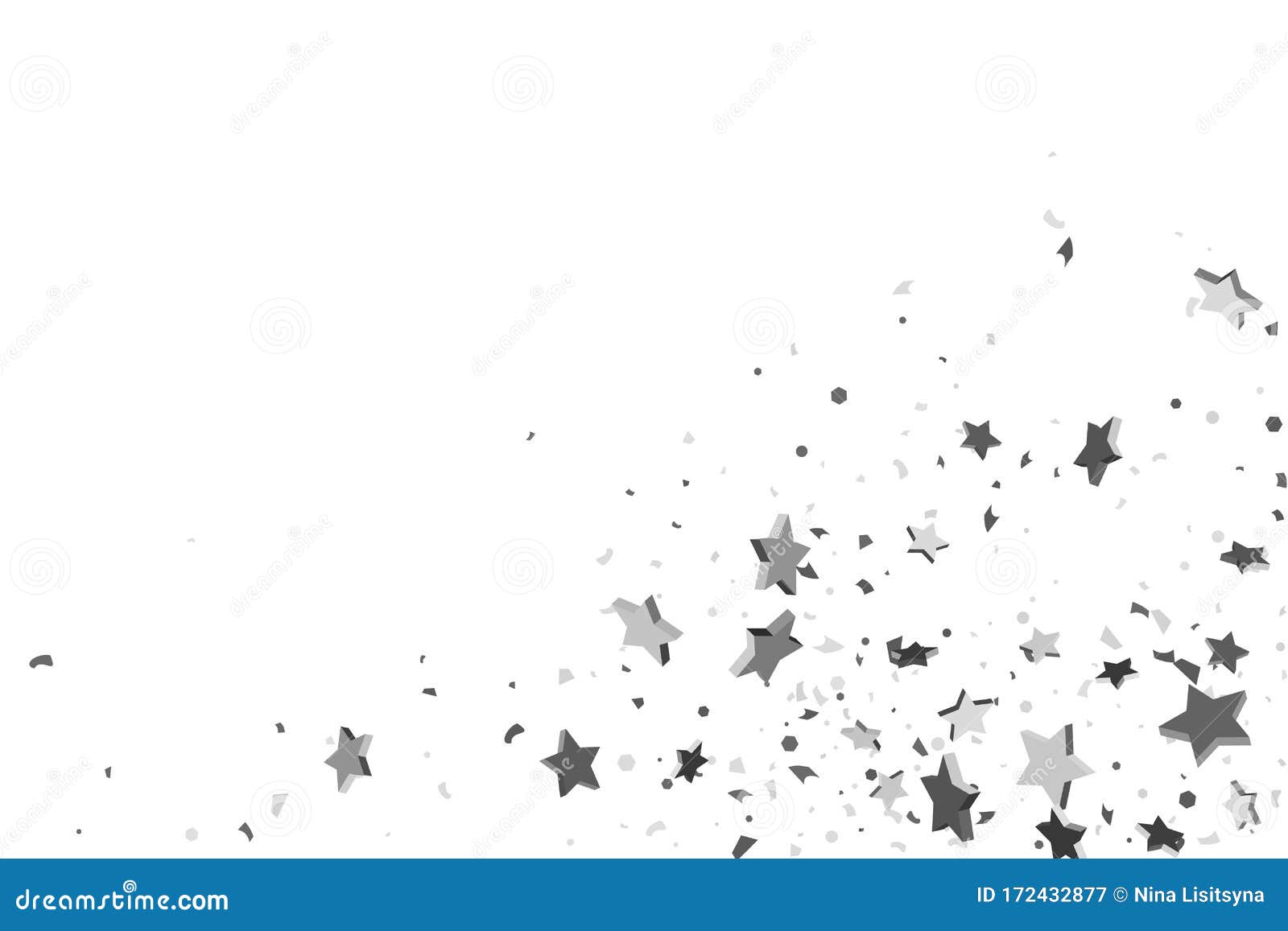 Silver Volumetric Star Confetti Stock Vector Illustration Of Greeting