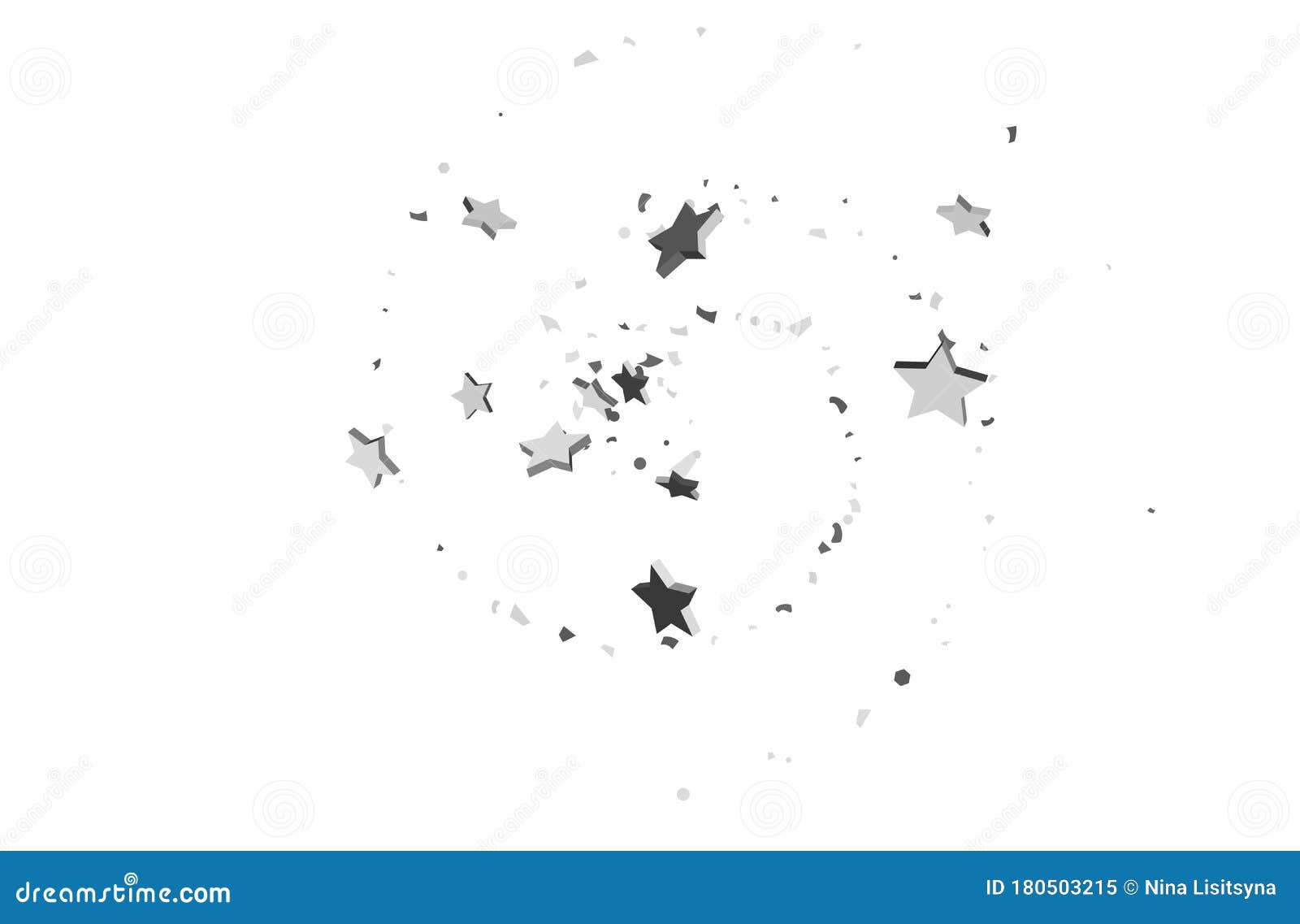 Silver Volumetric Star Confetti Stock Vector Illustration Of Light