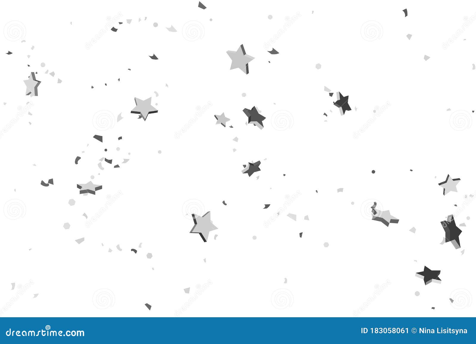 Silver Volumetric Star Confetti Stock Vector Illustration Of Birthday