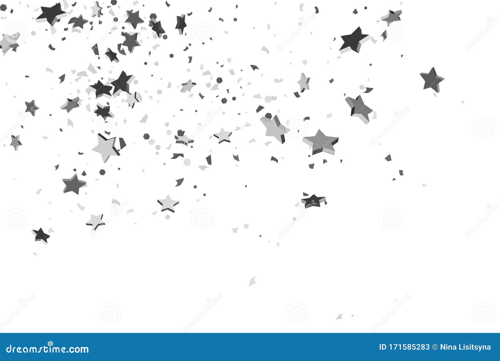 Silver Volumetric Star Confetti Stock Vector Illustration Of Abstract