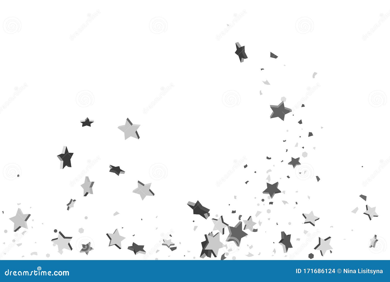 Silver Volumetric Star Confetti Stock Vector Illustration Of Festive