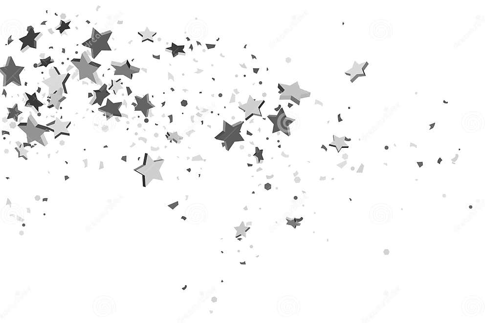 Silver Volumetric Star Confetti Stock Vector Illustration Of Falling