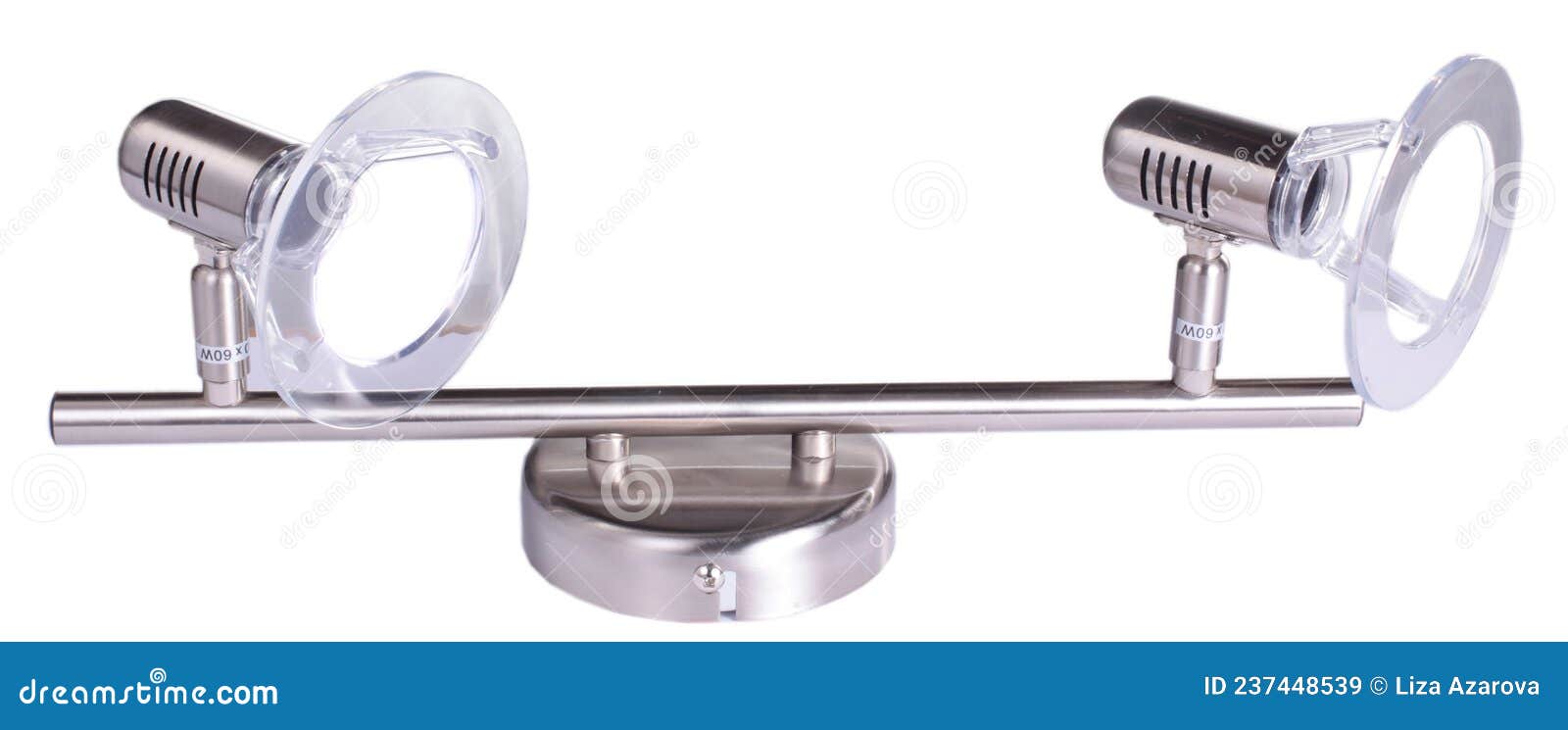 Silver Wall Ceiling Track Lights with Two Spotlights Lamps Isolated on ...