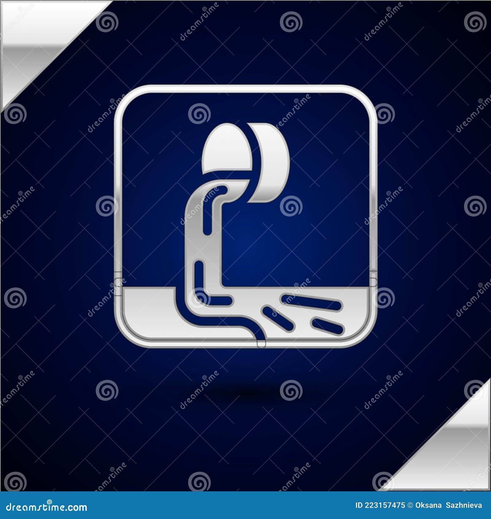 Silver Wastewater Icon Isolated on Dark Blue Background. Sewer Pipe ...