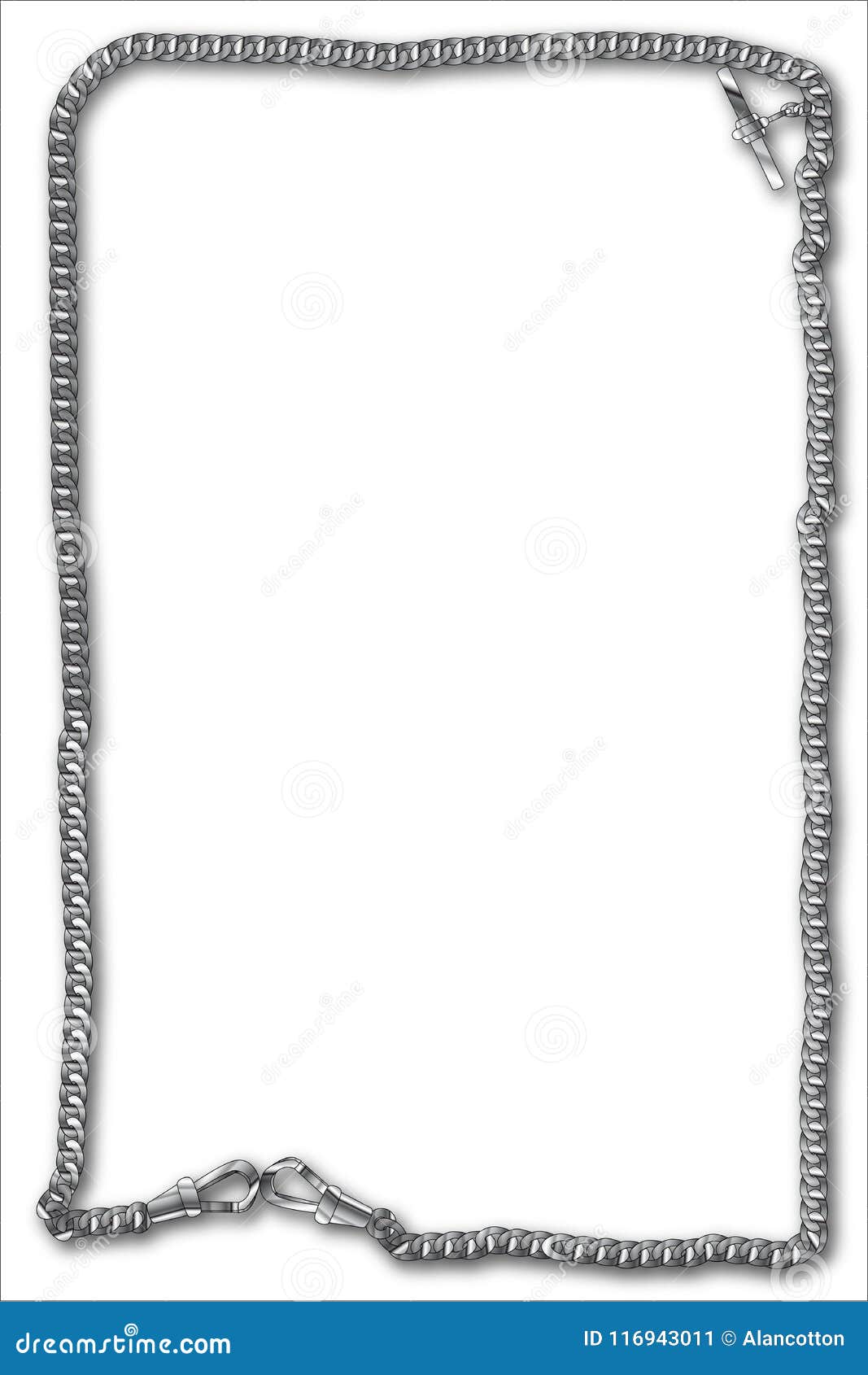 Silver Watch Chain As Isolated Page Border Stock Vector - Illustration ...