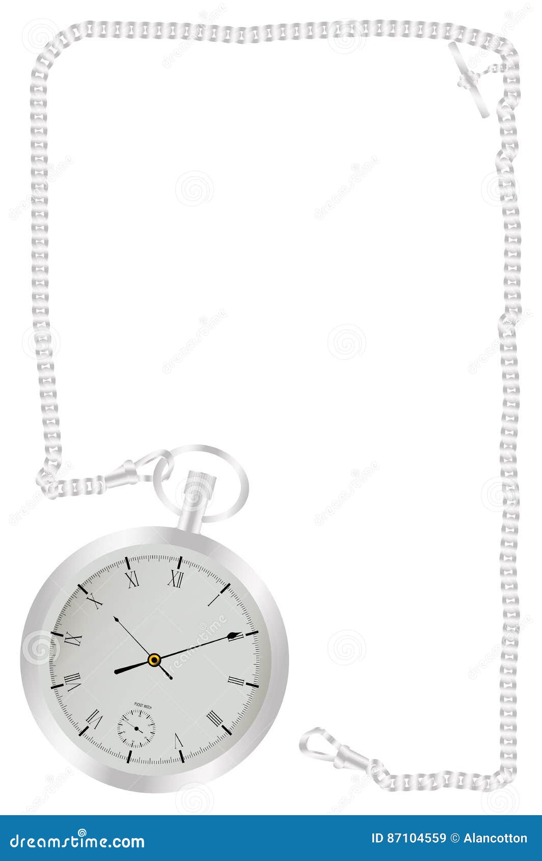 Silver Watch and Chain Border Stock Vector - Illustration of antiques ...