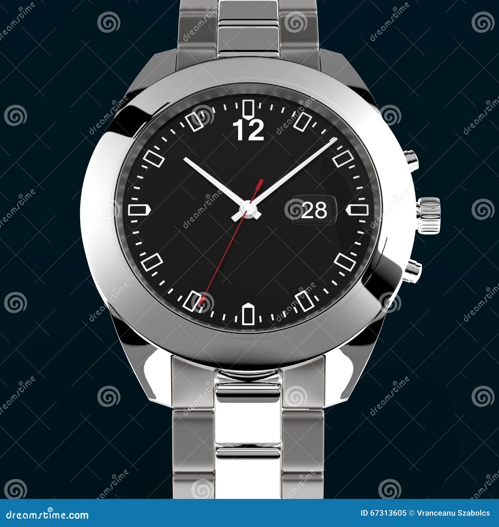 Silver Watch Clock Chronograph Face Luxury On Grey Checkered Background ...