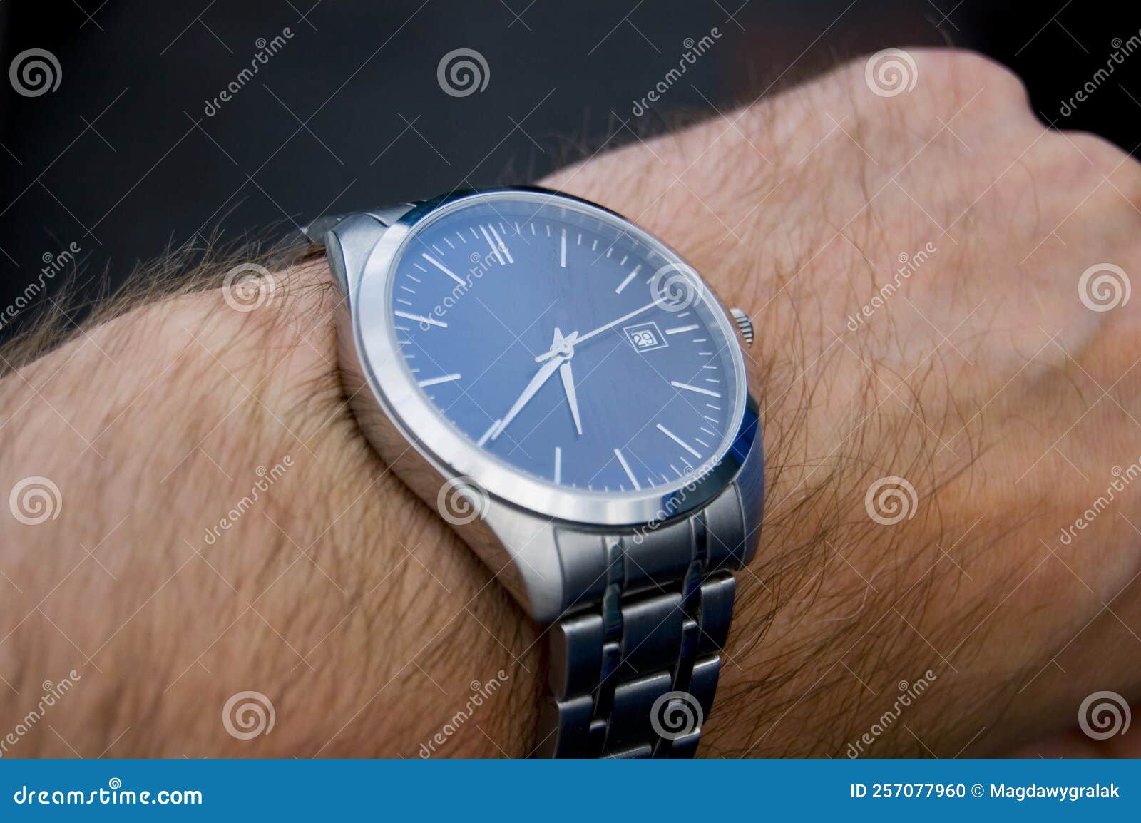 Silver Watch on Man S Hand. Stock Photo - Image of jewelry, details ...