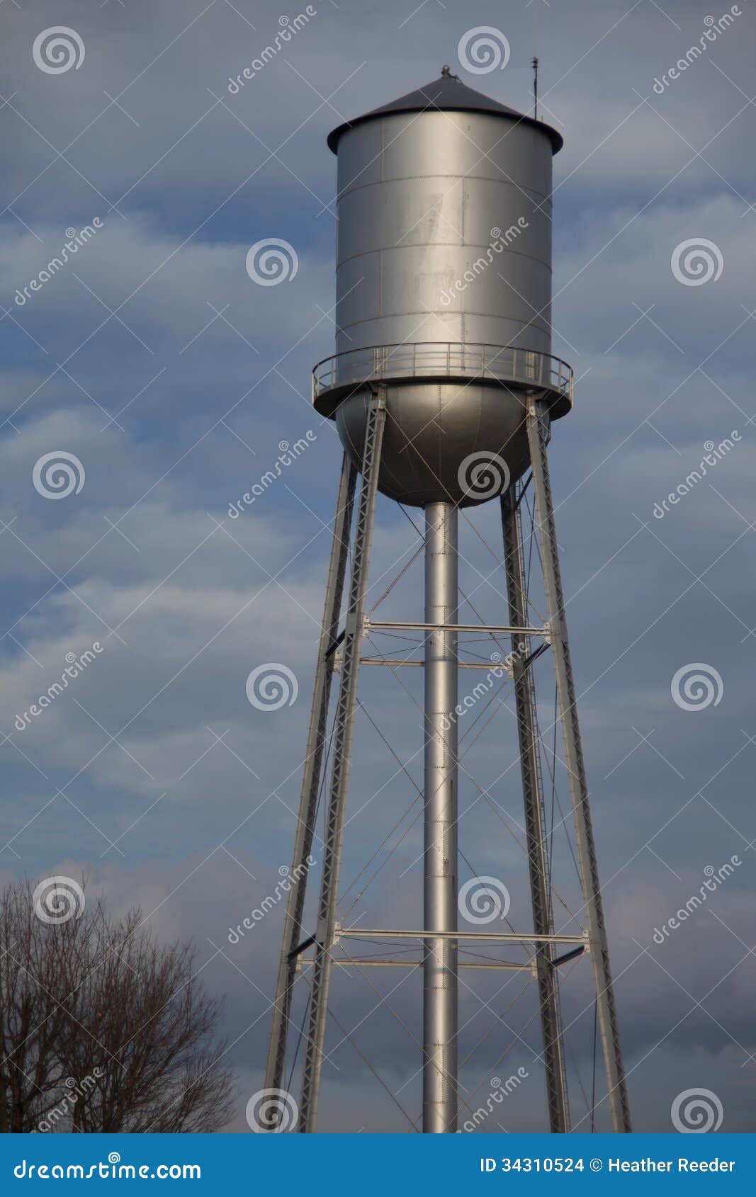 Silver Water Tower and Blue Sky Stock Photo - Image of reservoir, hold ...