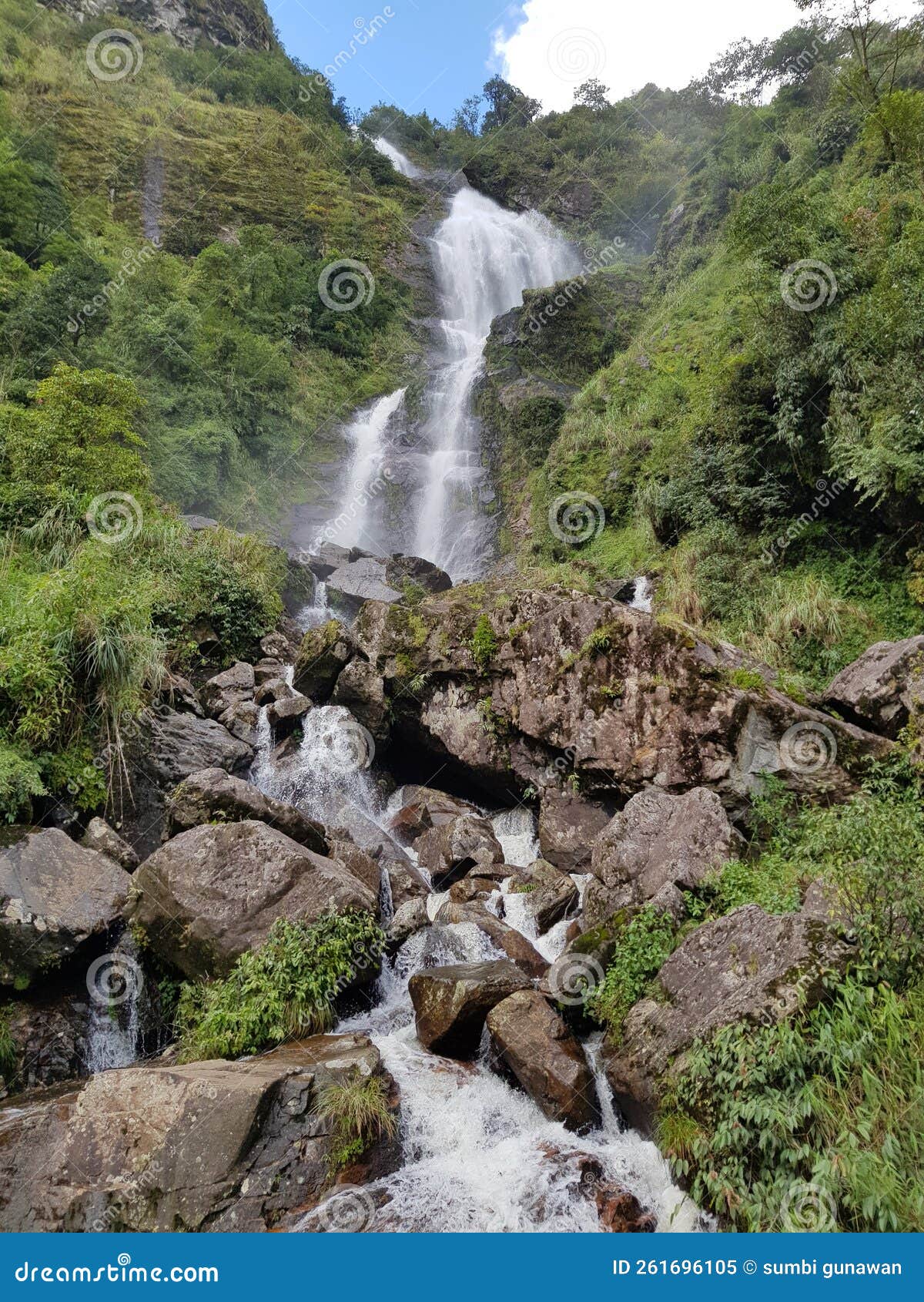 Silver waterfall stock image. Image of nature, rock - 261696105