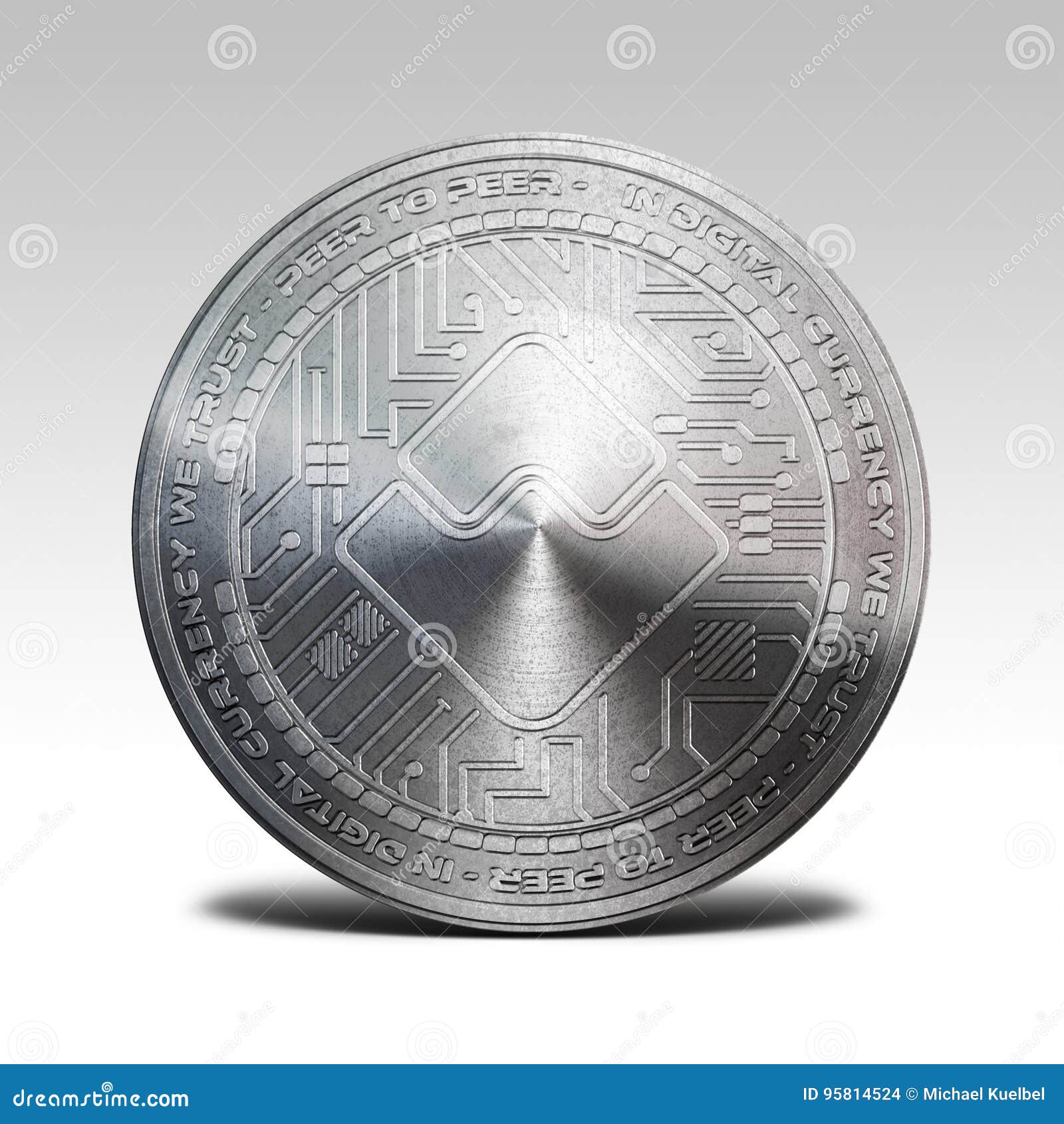 Silver Waves Coin Isolated on White Background 3d Rendering Stock Photo ...