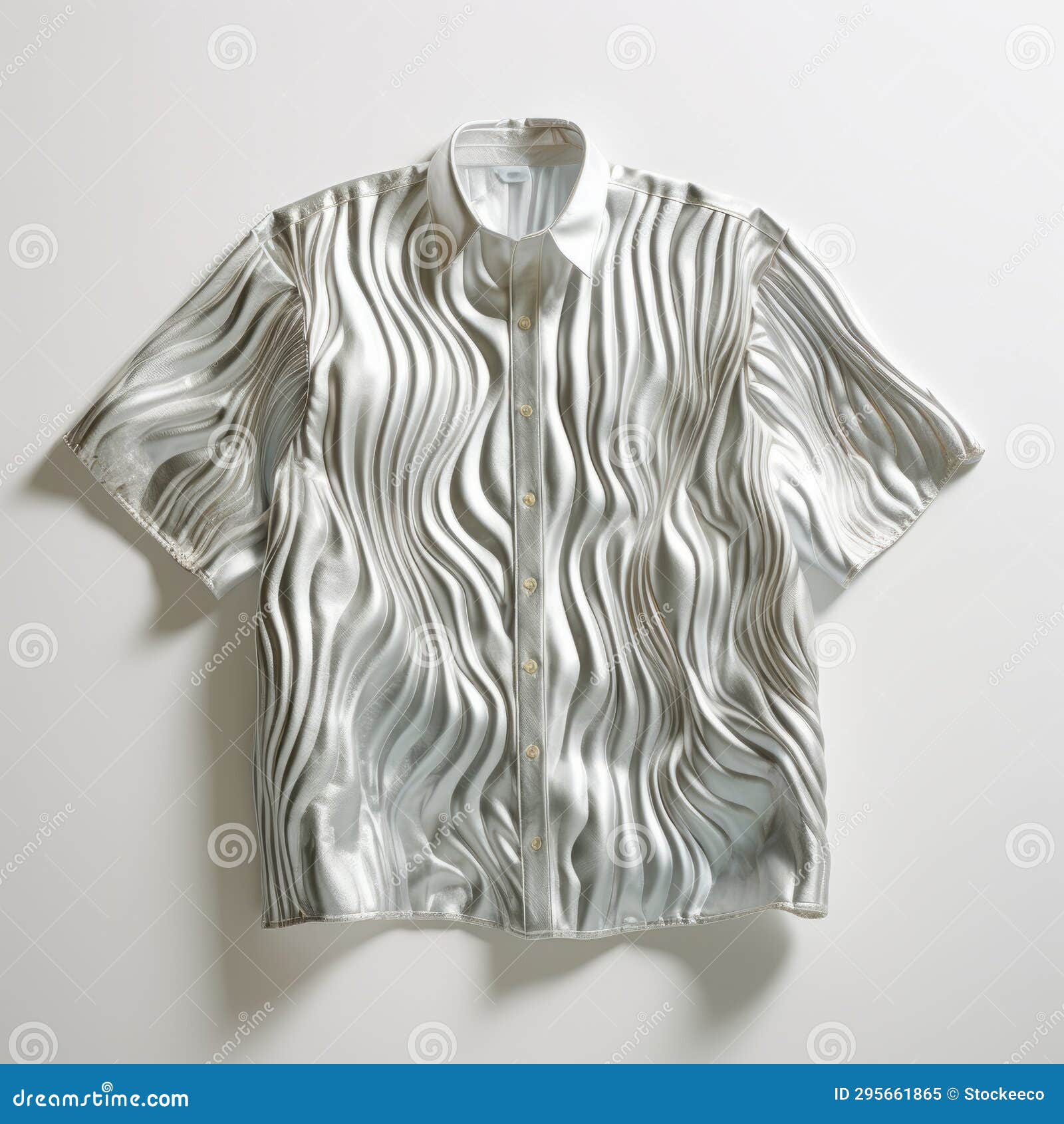 Silver Wavy Extruded Design Shirt with Monochromatic Imagery Stock ...