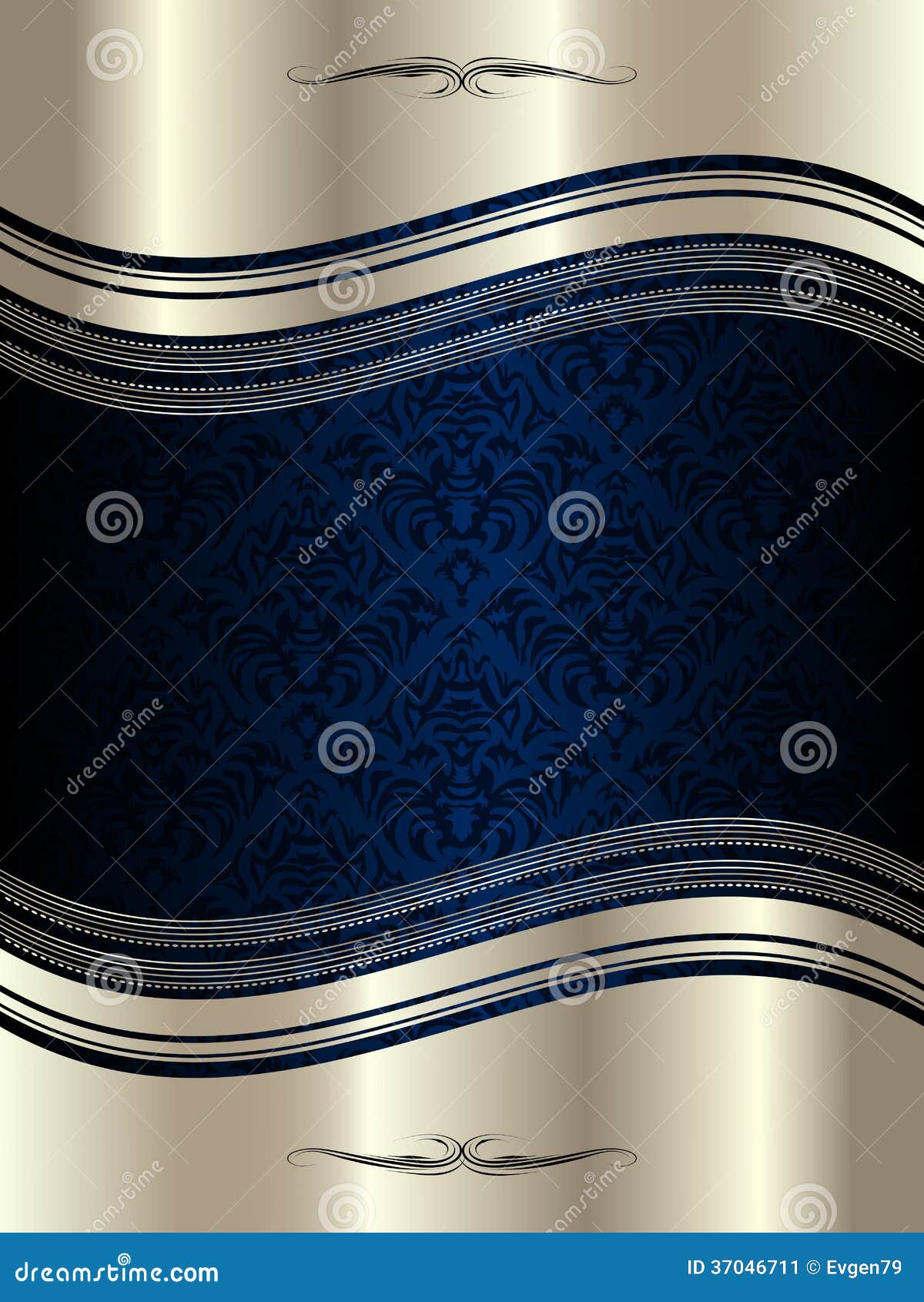 Silver wavy frame stock vector. Illustration of luxury - 37046711