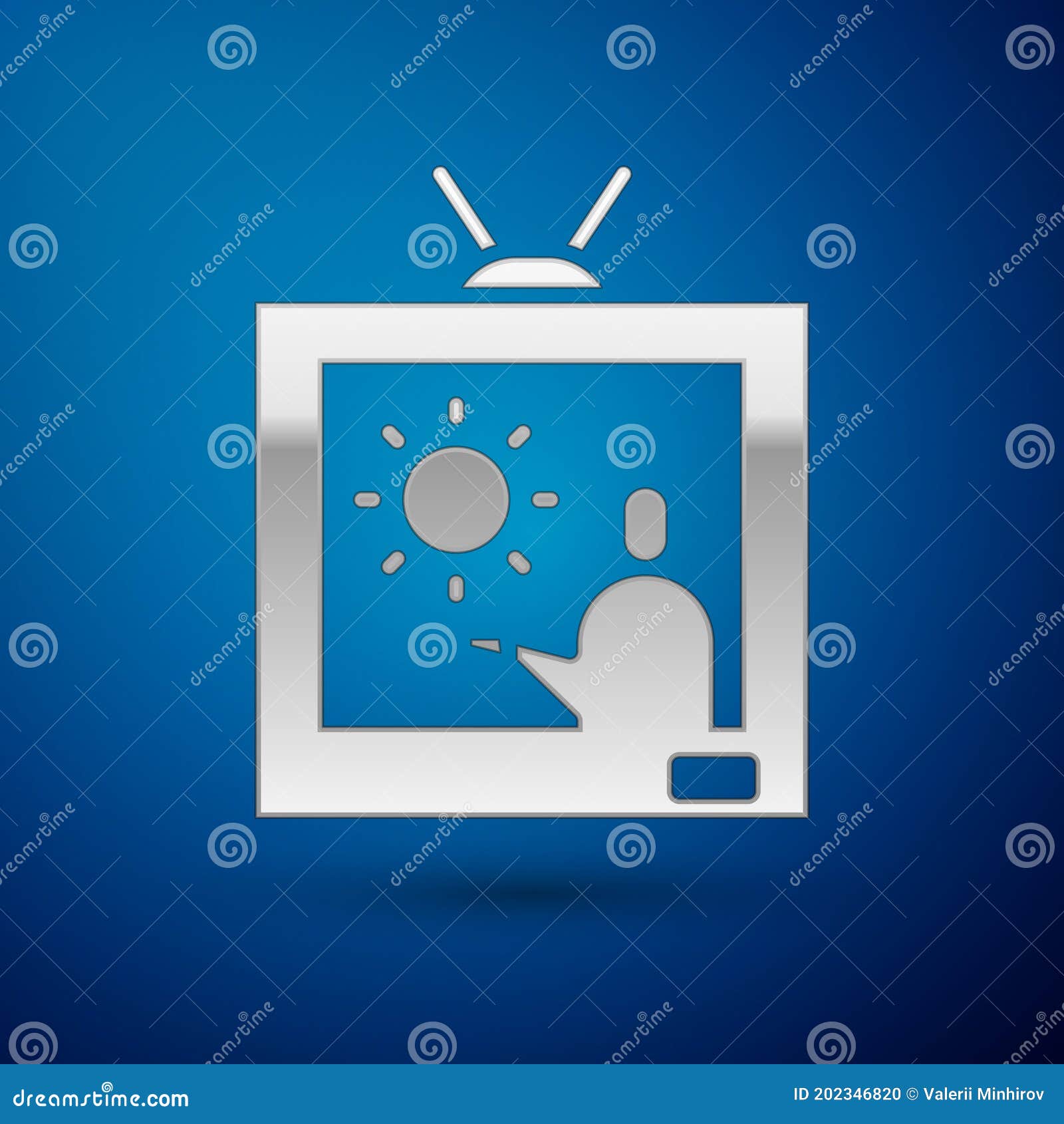 Silver Weather Forecast Icon Isolated on Blue Background. Vector ...