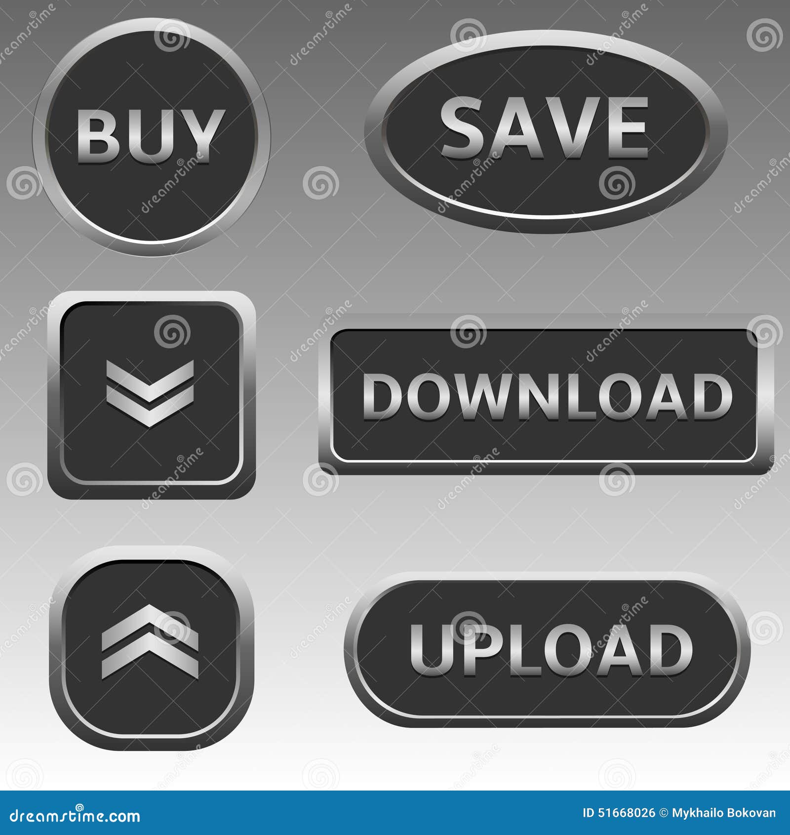 Silver web buttons stock vector. Illustration of medium - 51668026