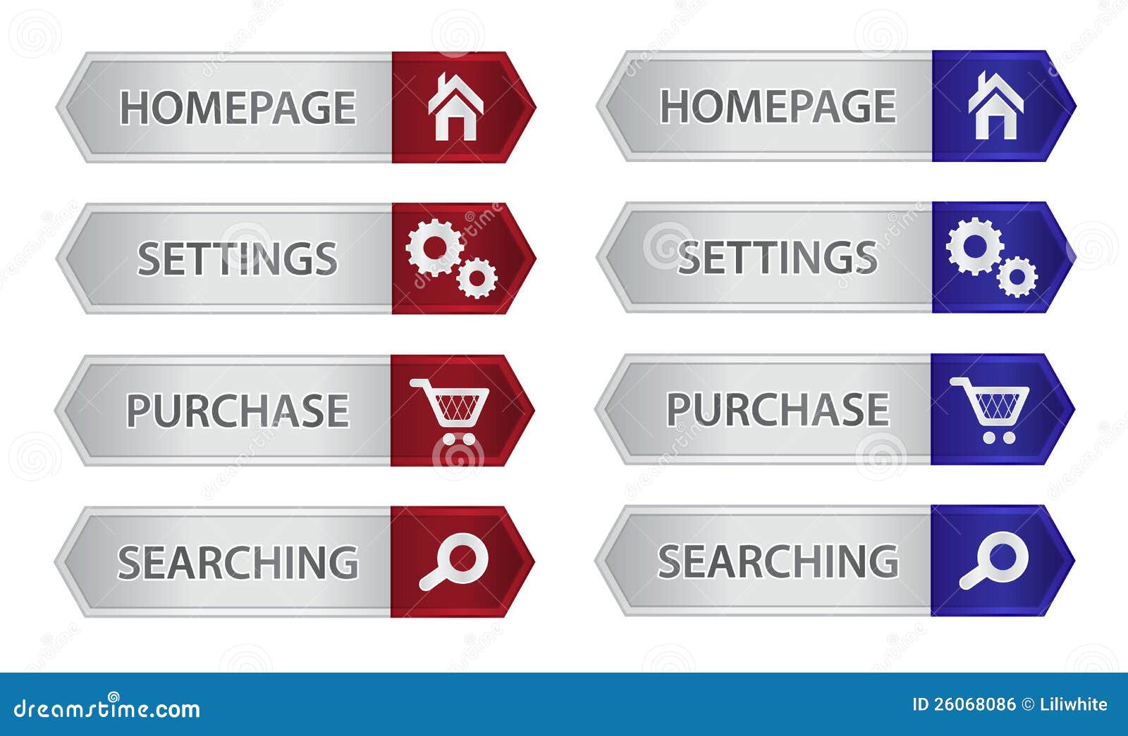 Silver Web Buttons with Icons Stock Vector - Illustration of search ...