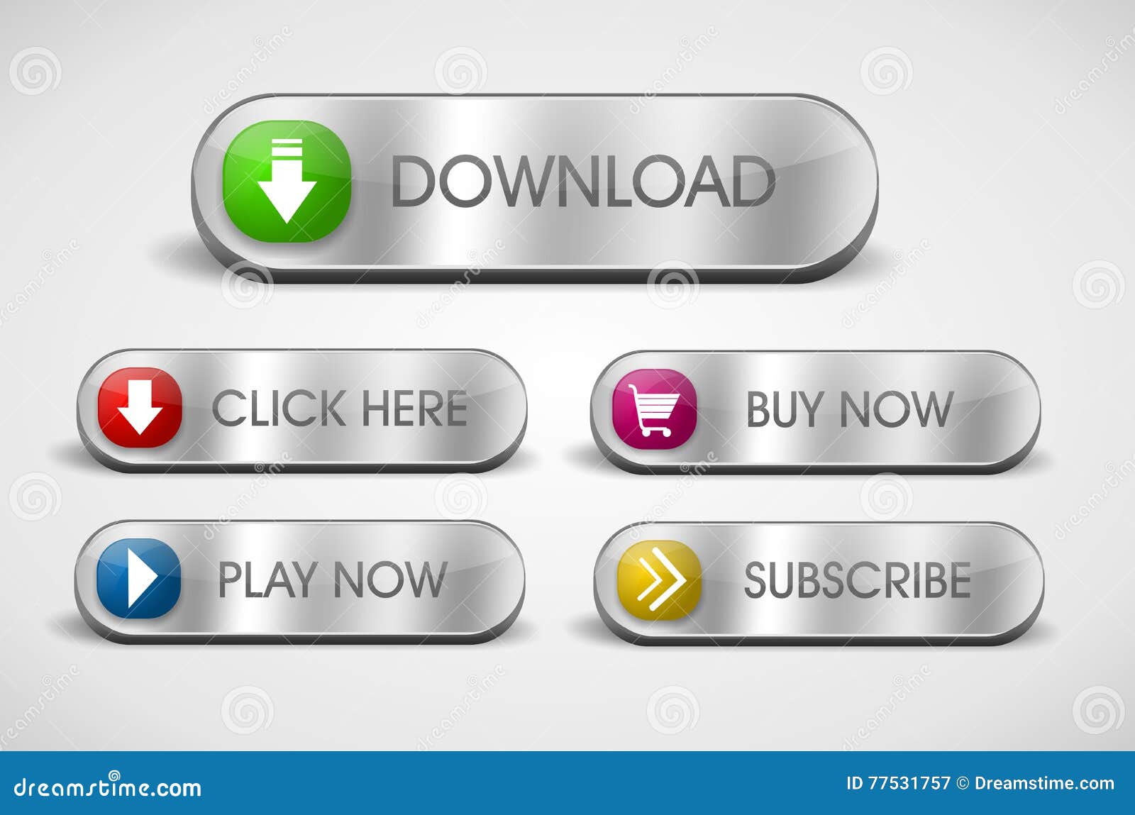 Silver web buttons stock illustration. Illustration of grey - 77531757
