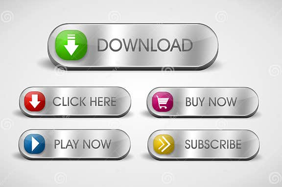 Silver web buttons stock illustration. Illustration of grey - 77531757
