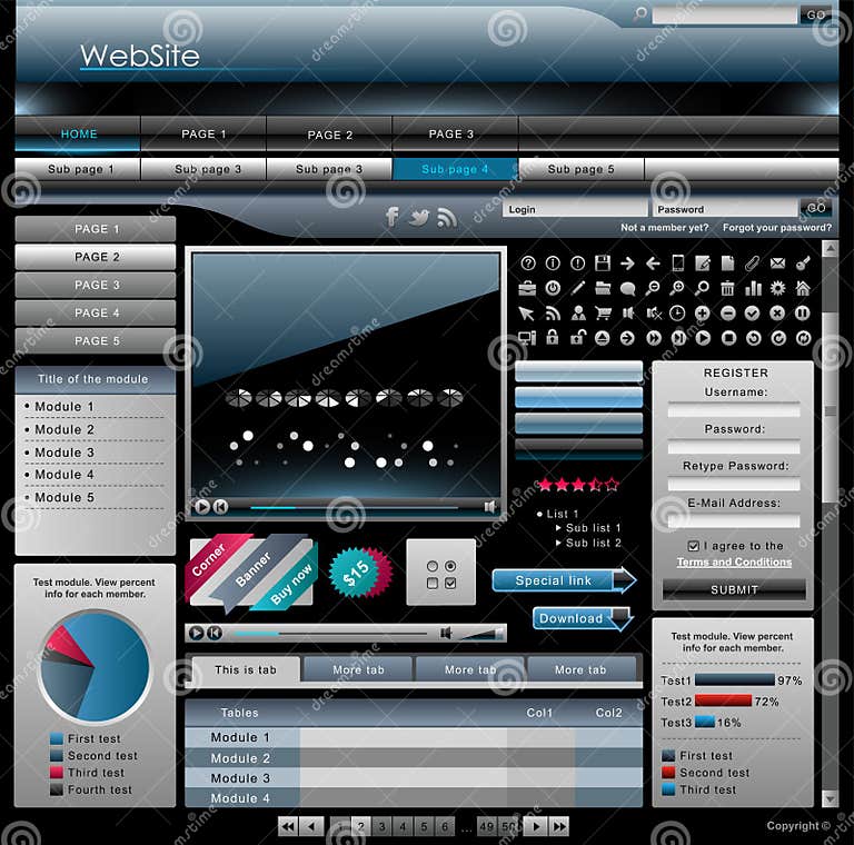 Silver web interface stock vector. Illustration of graphic - 17259876