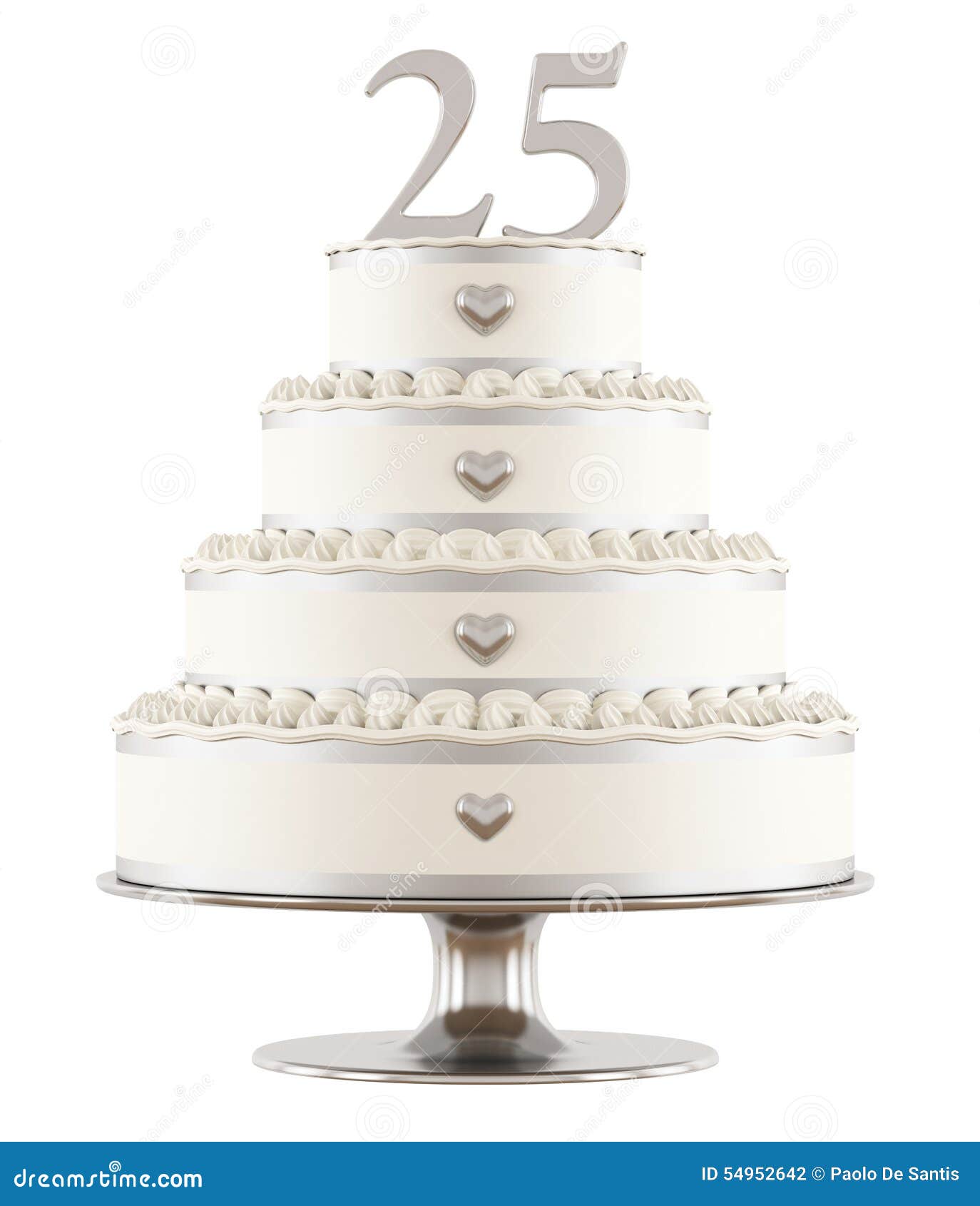 Silver wedding cake stock illustration. Illustration of food - 54952642