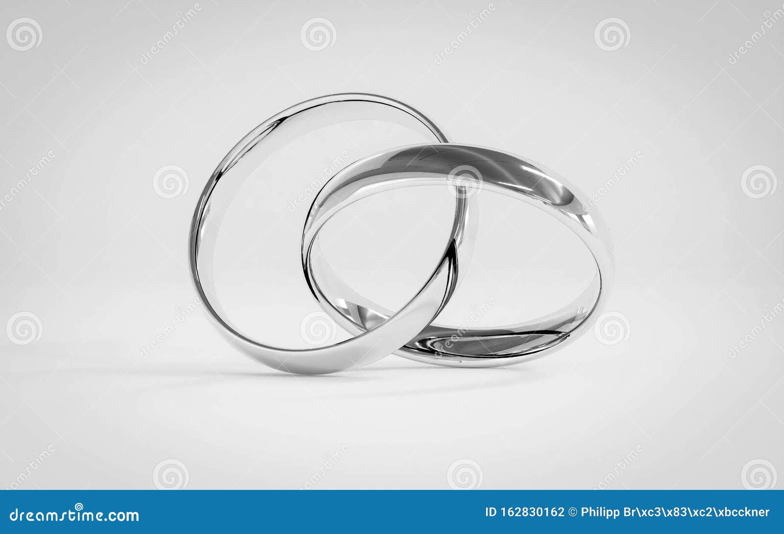 Silver Wedding Rings on White Background 3d Render Illustration Stock ...