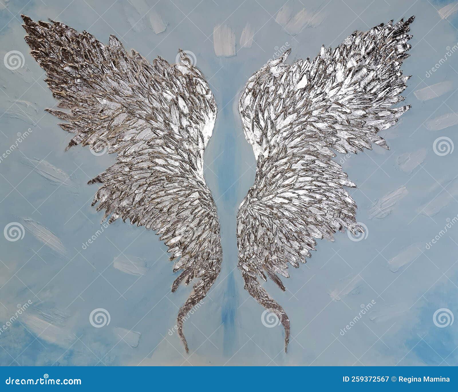 Silver Wings,feathers of a Bird, Dove, Eagle, Angel on a Blue Stock ...