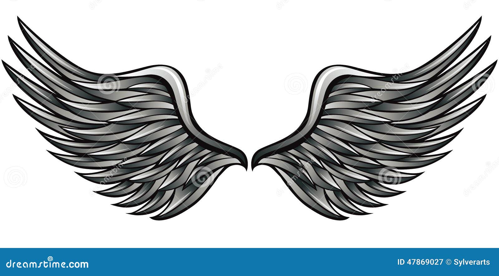 Silver wings. stock vector. Illustration of isolated - 47869027 Silver wings. stock vector. Illustration of isolated - 47869027