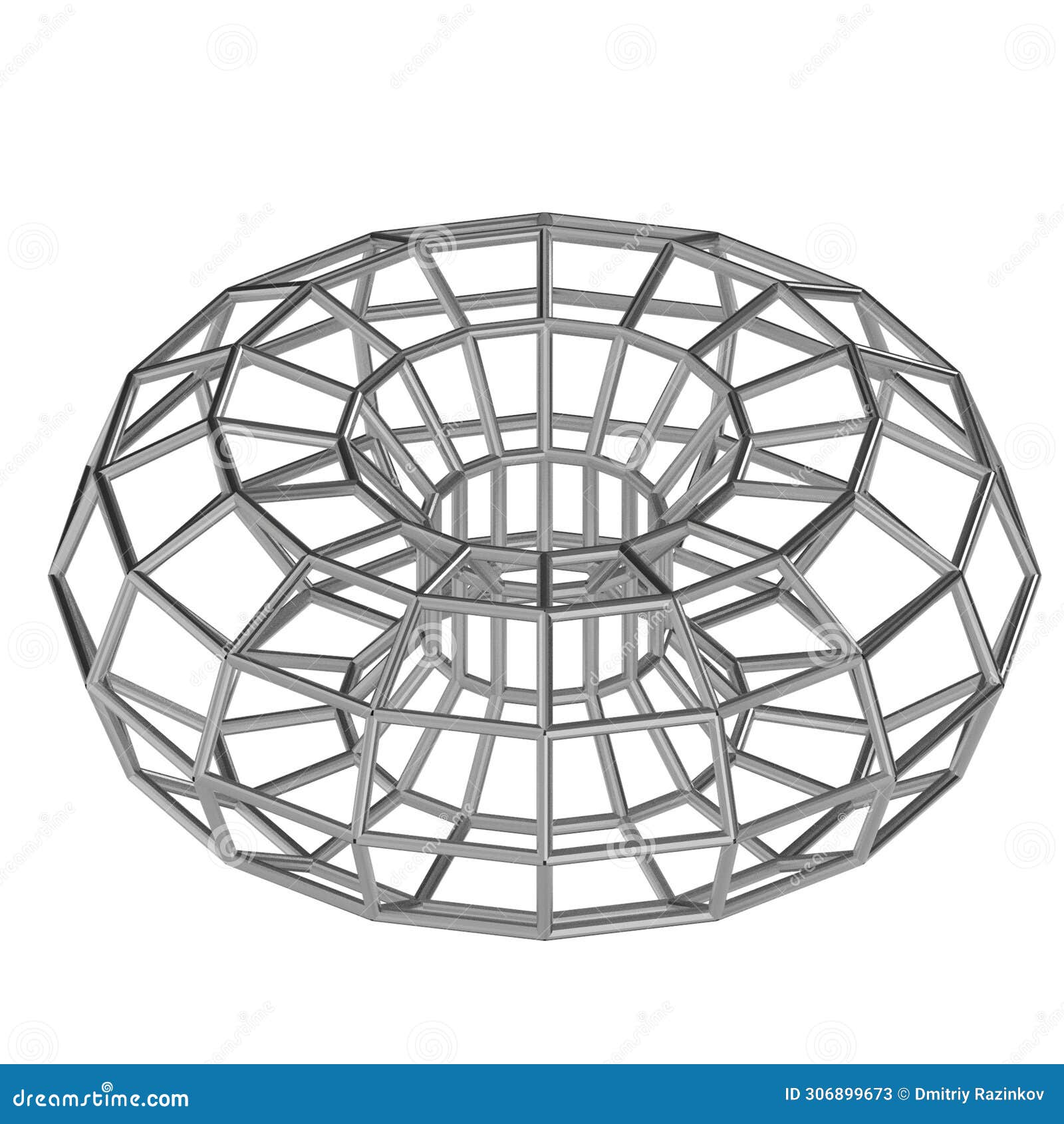 Silver Wireframe Torus Structure with Geometric Mesh Pattern Stock ...