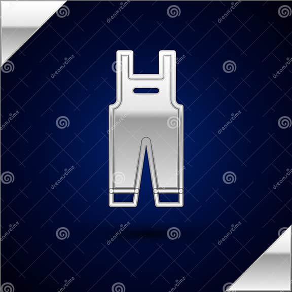 Silver Work Overalls Icon Isolated on Dark Blue Background. Vector ...