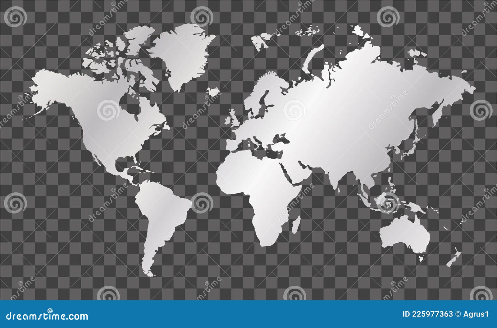 Silver World Map on Transparent Background Stock Illustration ...