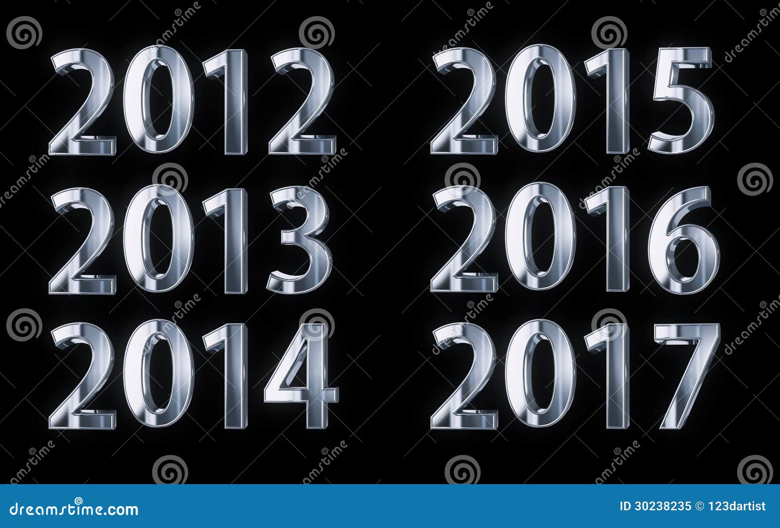 Silver Year Numbers 2012-2017 Stock Illustration - Illustration of ...