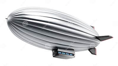 Silver Zeppelin Isolated on White Background. 3D Illustration Stock ...