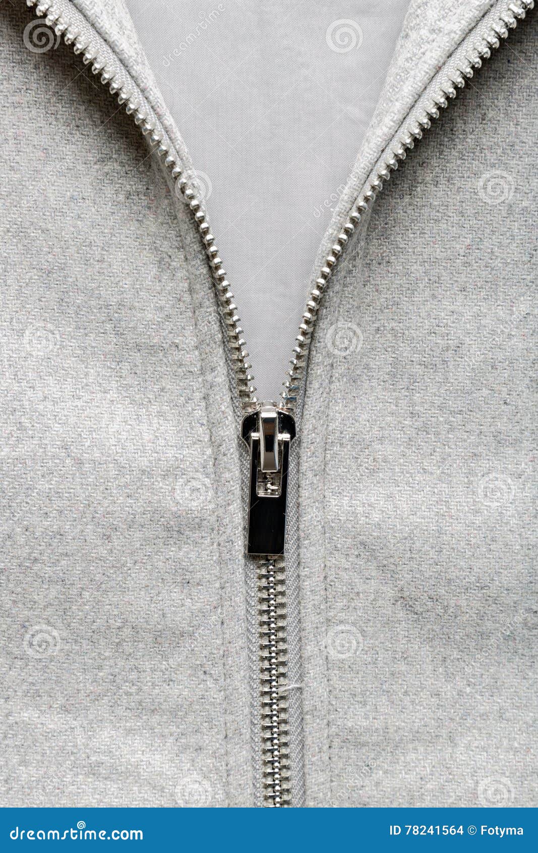 Silver Zip on Woolen Fabric Stock Photo - Image of jacket, cloth: 78241564
