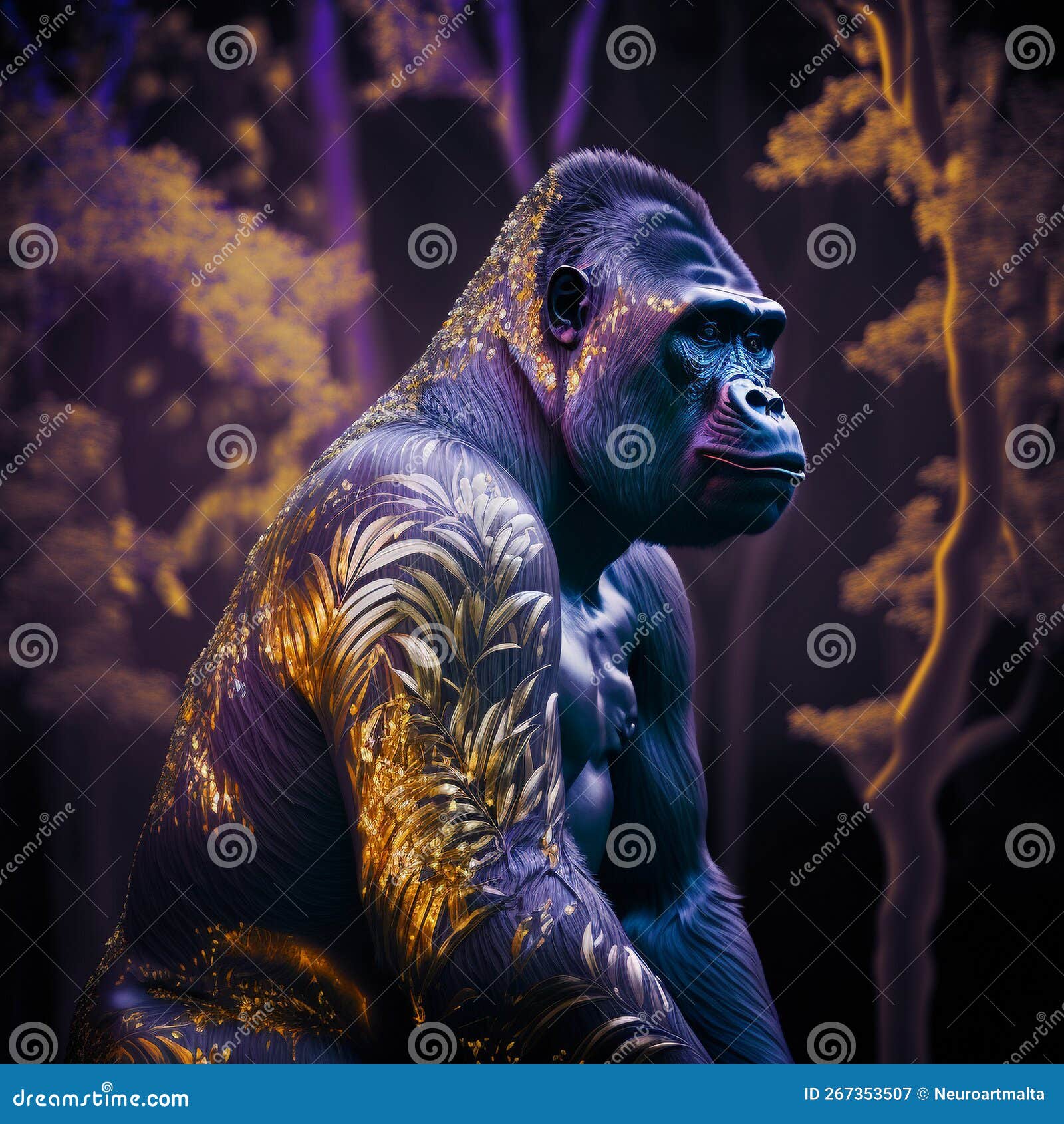 Silverback Gorilla Pop Art Deco Render Style Stock Illustration ...