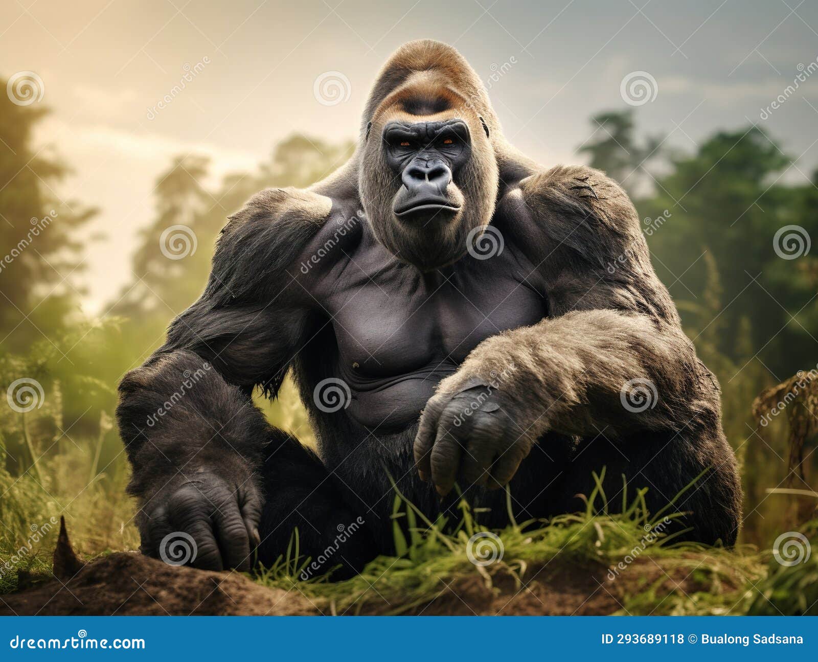 Silverback Gorilla stock illustration. Illustration of strong - 293689118