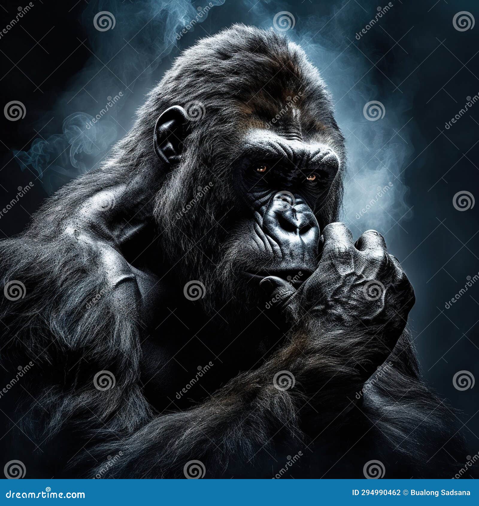 Silverback Gorilla Thinking Stock Illustration - Illustration of wild ...
