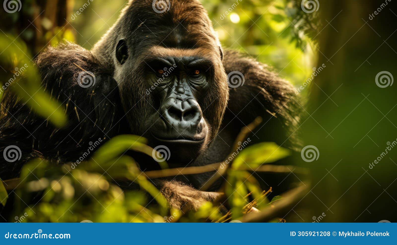 A Silverback Mountain Gorilla in a Rainforest. Neural Network AI ...