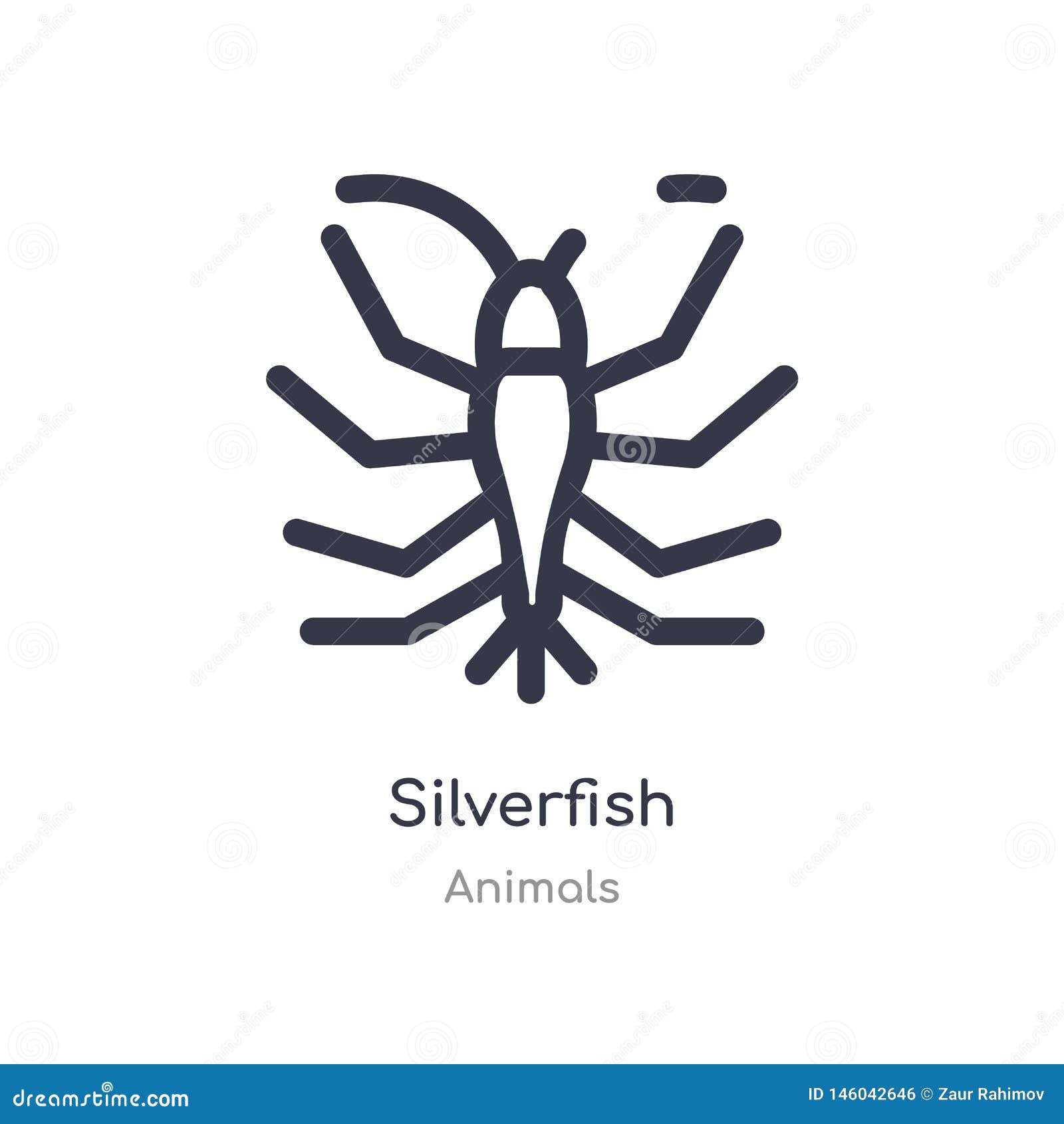 Silverfish Outline Icon. Isolated Line Vector Illustration From Animals ... Silverfish Outline Icon. Isolated Line Vector Illustration From Animals ...