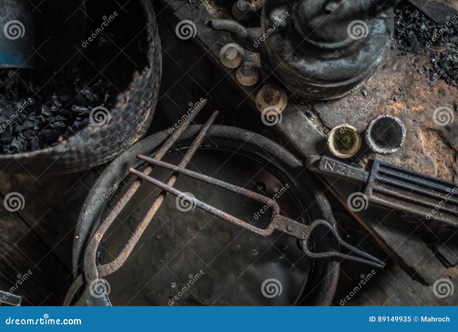 At Silversmith`s Workshop with Traditional Tools Stock Image - Image of ...