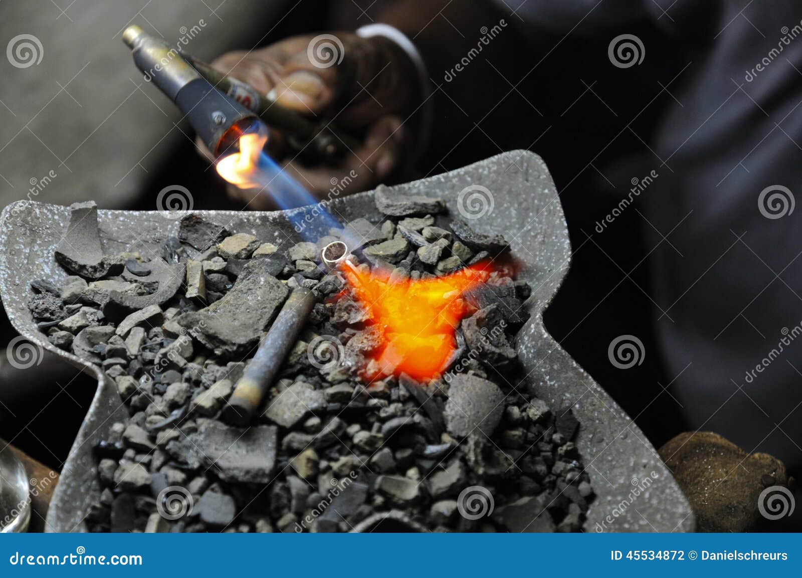 Silversmith using Torch stock photo. Image of luxury - 45534872