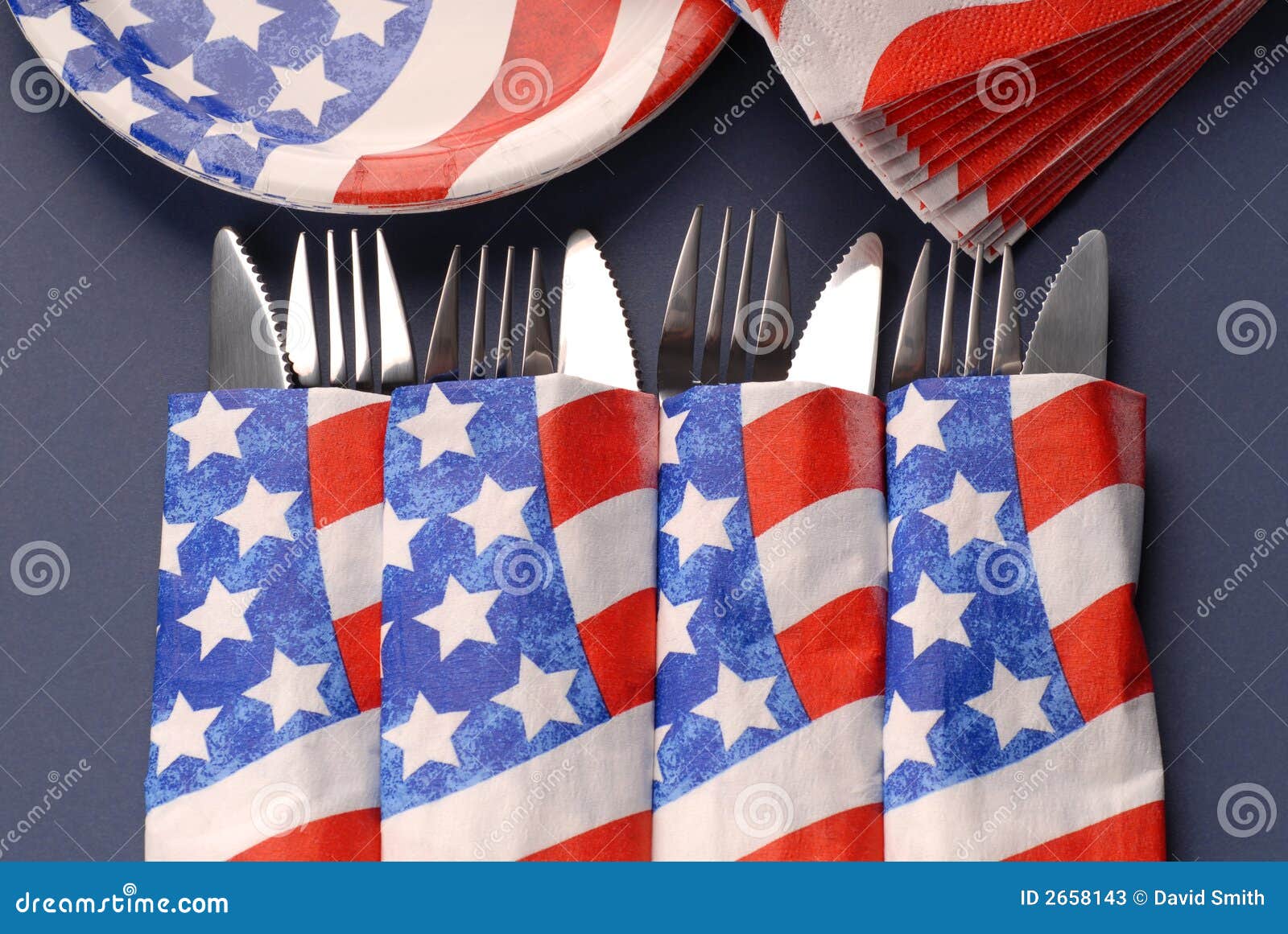 Silverware, 4th of July Theme Stock Image - Image of blue, stripes: 2658143
